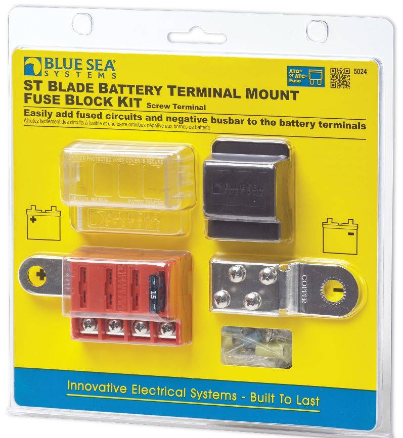Blue Sea Systems ST Blade Battery Terminal Mount Fuse Block Kit ...